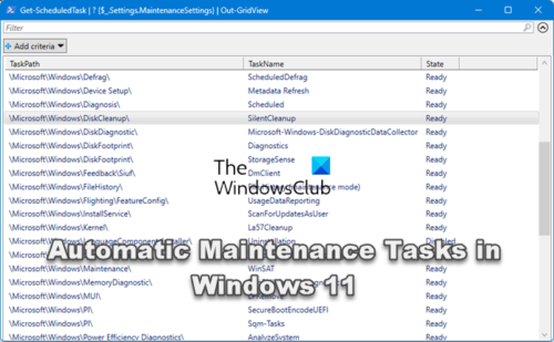How to list all Automatic Maintenance Tasks in Windows 11