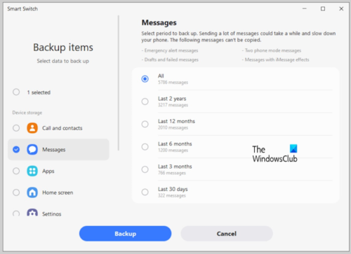 Samsung Smart Switch: Backup data from Phone to PC