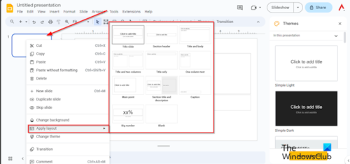 How to change Slide Layouts in Google Slides