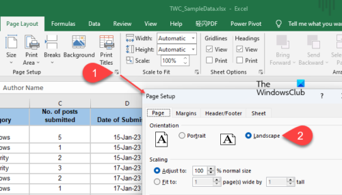 How to change Page Orientation to Landscape in Excel