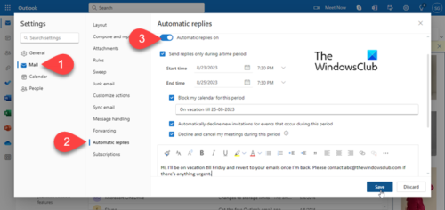 Disable or Enable Out of Office Reply in Outlook