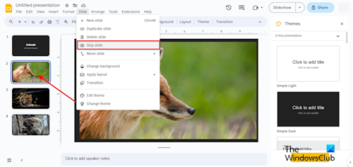 How to hide slides in Google Slides