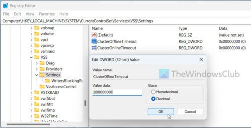 Shadow copies failed to change the storage area maximum size