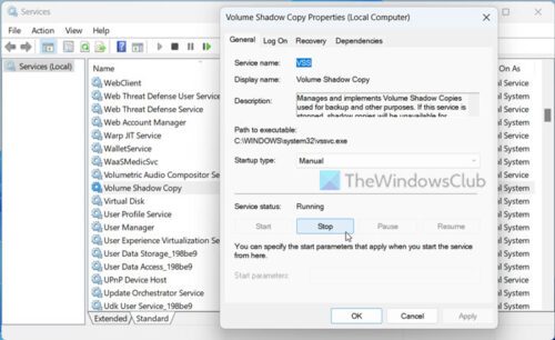 Shadow copies failed to change the storage area maximum size