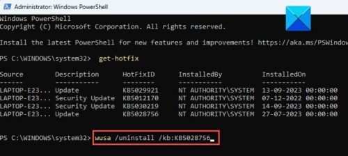 How to uninstall Windows Updates in Windows 11