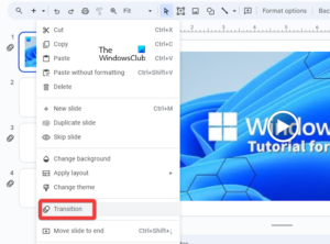 Add, Change, and Remove Transitions in Google Slides
