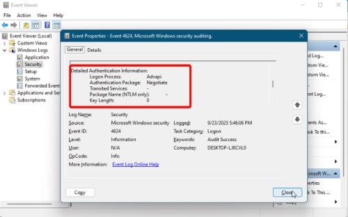 Event ID 4624, An account was successfully logged on