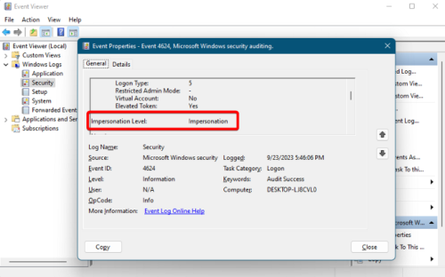 Event ID 4624, An account was successfully logged on
