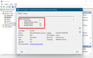 Event ID 4624, An account was successfully logged on