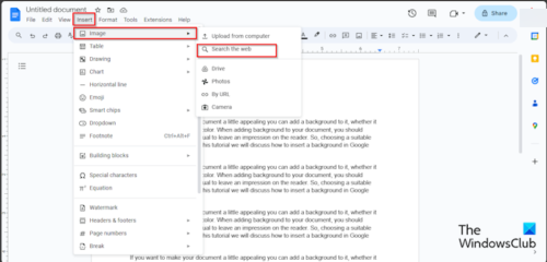 How to insert Background Image in Google Docs