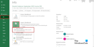 How to view or display Document Properties in Excel