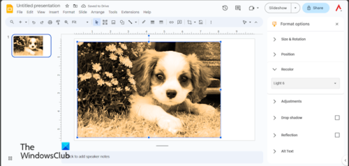 How to recolor Pictures in Google Slides