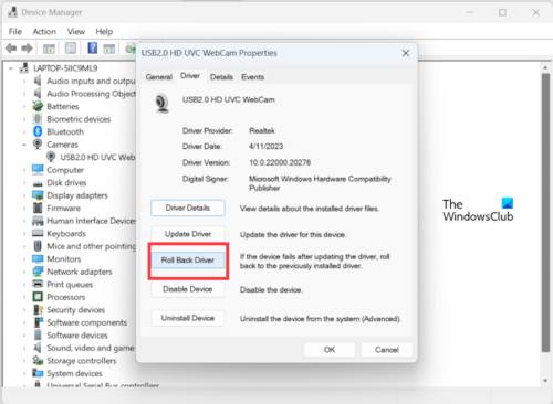 Camera showing Lock icon on Windows laptop