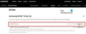 Where to download Samsung NVME Driver for Windows 11/10