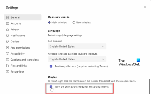 How to Turn off Animations in Microsoft Teams