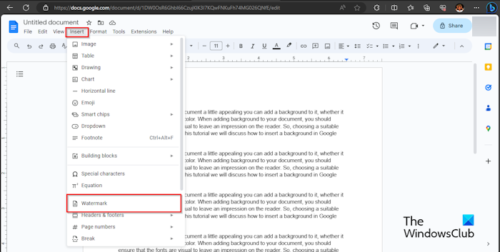 How to insert Background Image in Google Docs