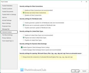 External Data Connections have been disabled in Excel [Fix]