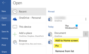 How to Pin a Document in Excel, Word, PowerPoint