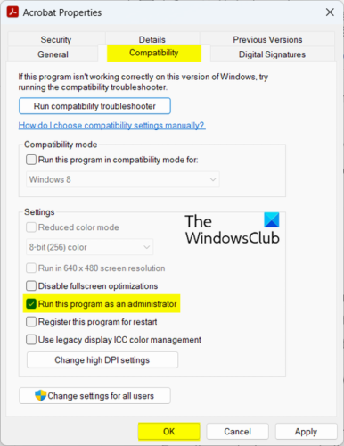 An internal error occurred Adobe Acrobat error