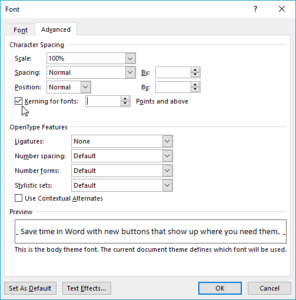 How to change Spacing between words or letters in Word