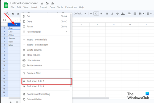 How to Alphabetize in Google Sheets
