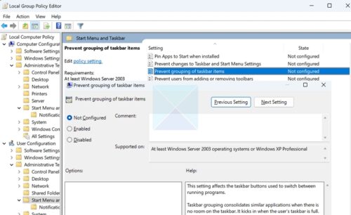 How to Never Combine Taskbar Buttons on Windows 11