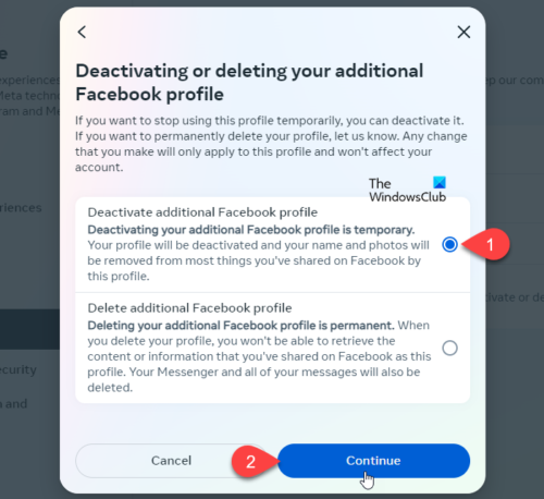 How to delete an additional Profile on Facebook