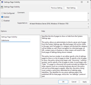 How to Enable or Disable Settings Home page in Windows 11
