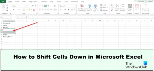 How to Shift Cells Down in Excel