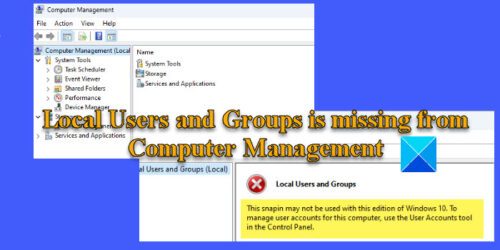 Local Users and Groups not showing in Computer Management