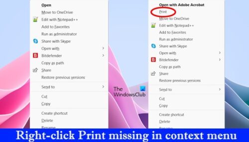 Right-click Print missing from Windows 11 context menu