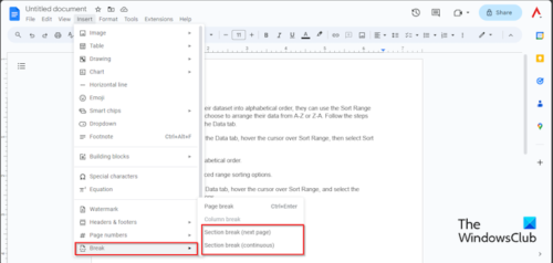 Add and remove Section Break or Page Break in Google Docs