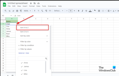How to Alphabetize in Google Sheets