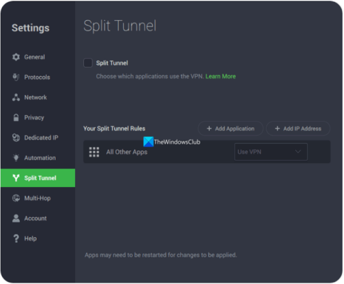 How to exclude an App or Browser from VPN on PC