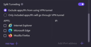 How to exclude an App or Browser from VPN on PC