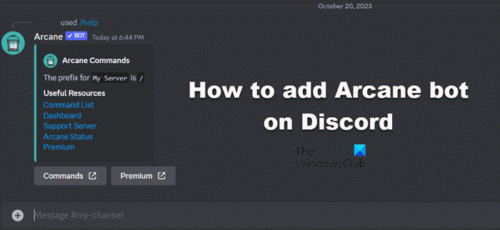 How to add Arcane bot on Discord