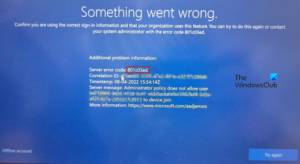 Fix Server error code 801c03ed