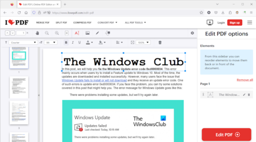 Add Text Box to PDF using free software and online tool