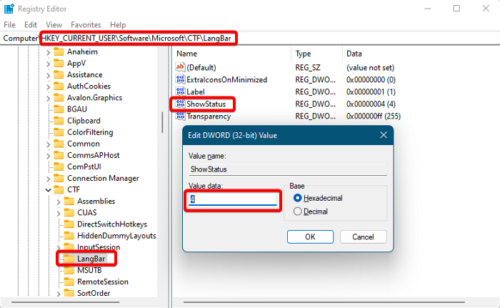 Language bar Docked in the Taskbar option greyed out in Windows