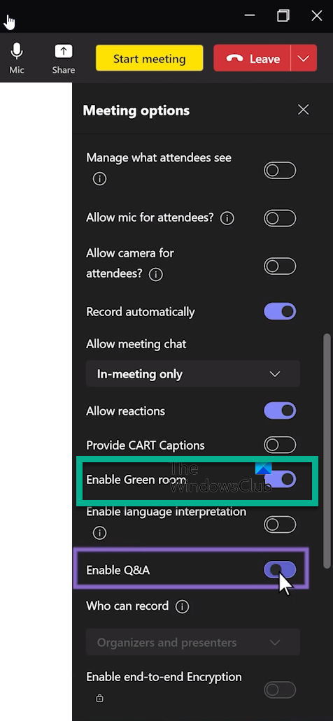 How to Enable Green Room in Teams Meeting