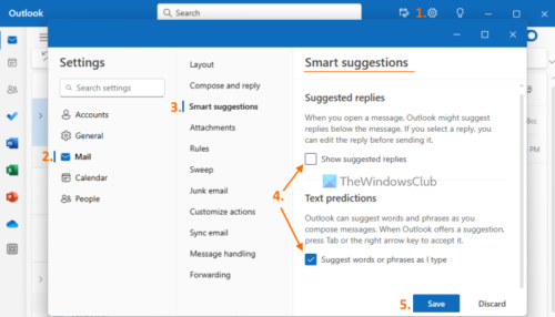 Turn On/Off Smart suggestions in new Outlook app in Windows 11