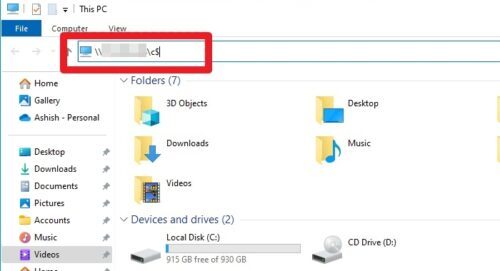 Can't access computer drive remotely via C$