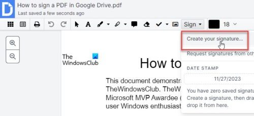 How to sign a PDF in Google Drive.