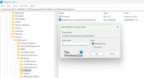 How to Turn off Website Recommendations in Windows 11