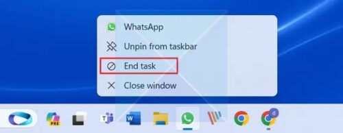 How to add End Task to Taskbar Right-click Menu in Windows 11