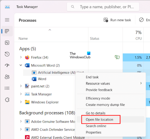 What is AI Host file AI.exe in Windows 11?