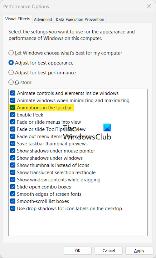 Enable or Disable Taskbar Animation in Windows 11/10 Enable or Disable Taskbar Animation in Windows 11/10