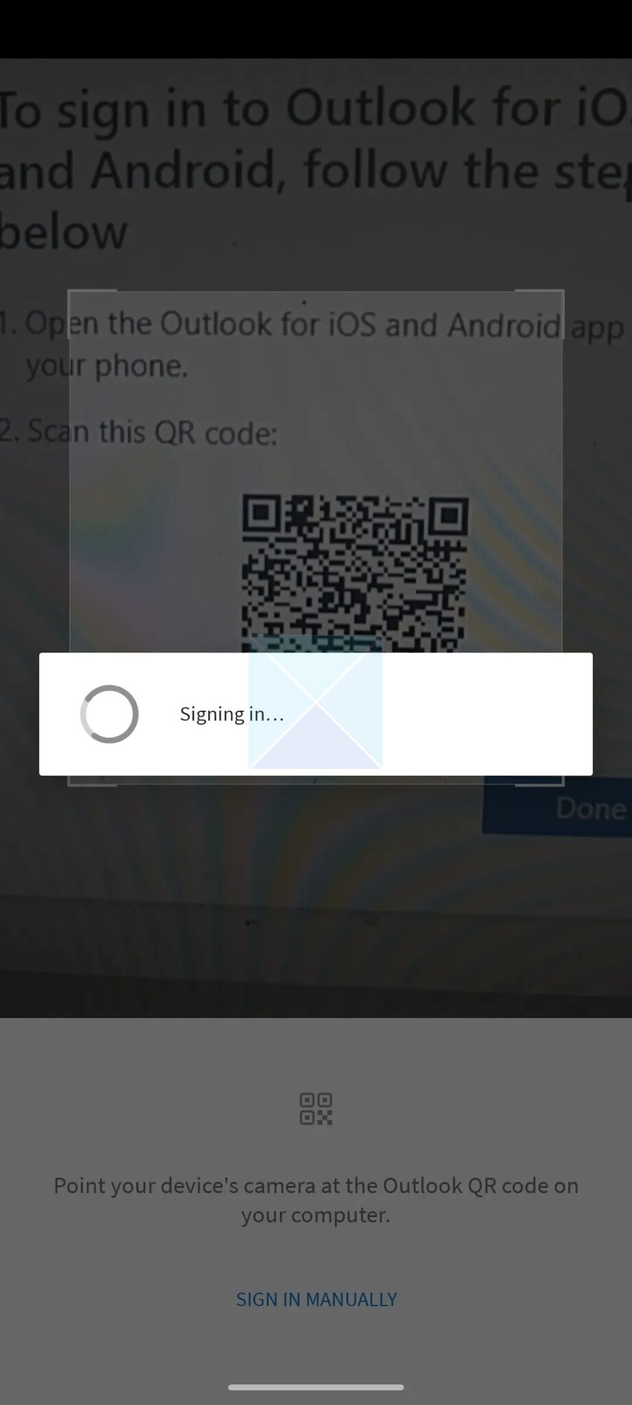 How to sign in to Outlook with QR code