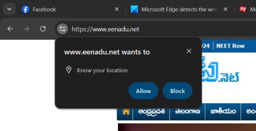 Microsoft Edge detects the wrong Geographical Location