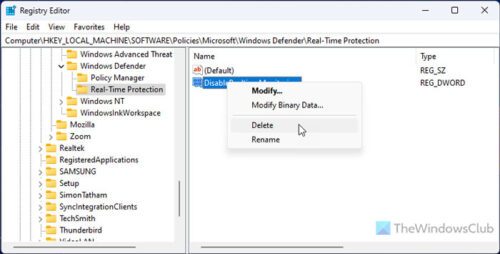 Can't Turn On or Off Real-Time Protection on Windows 11